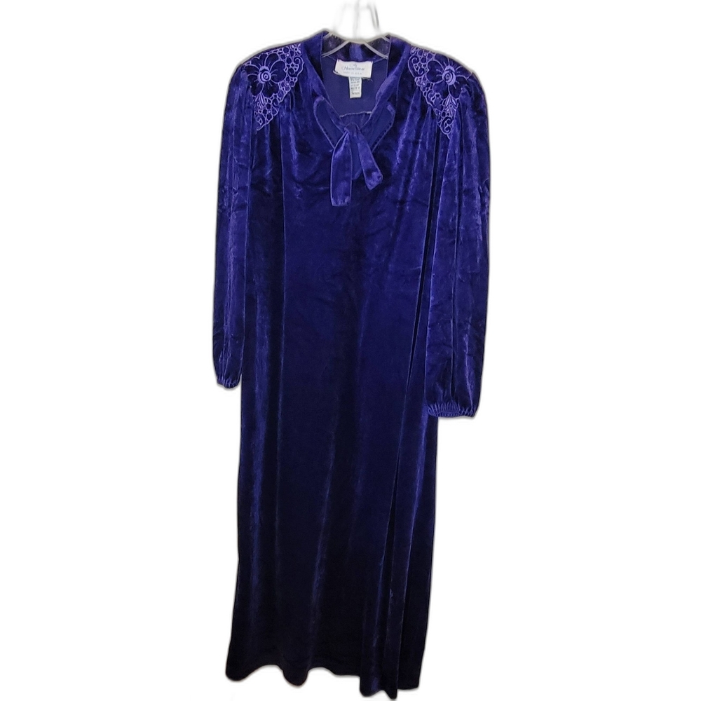 Vintage Sears Purple Velour Nightgown Robe Size S 8-10 - Gem